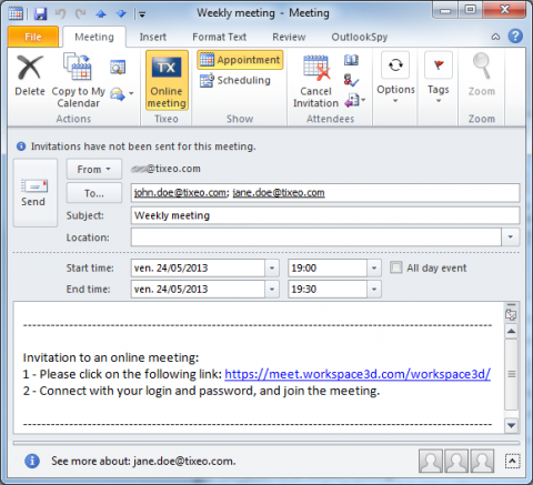 Meeting Microsoft Outlook : Organize your online meetings - Tixeo